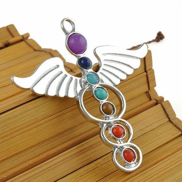 Jewelry | Nwot Chakra Healing Staff Of Hermes Pendant | Poshmark